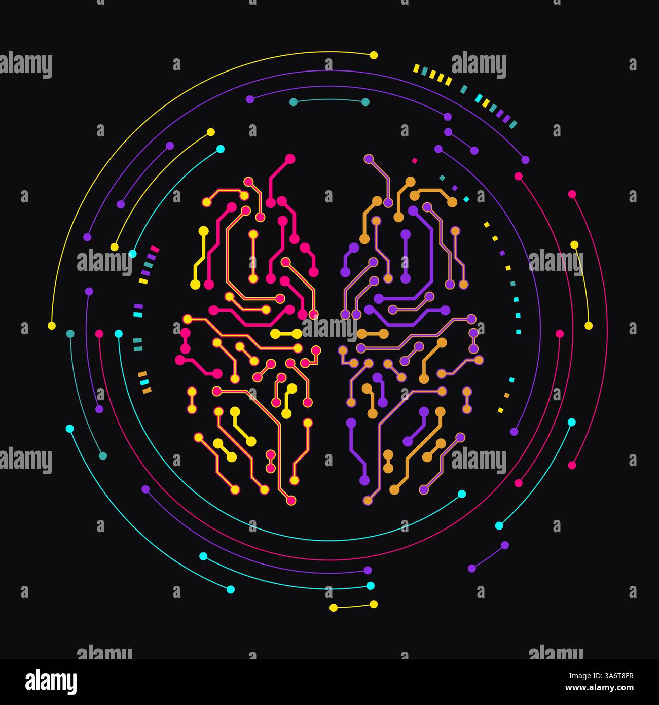 Ai brain logo. Abstract human brain in tech style icon. Vector ...