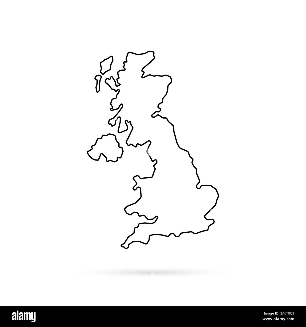 thin line great britain map with shadow Stock Vector Image & Art - Alamy