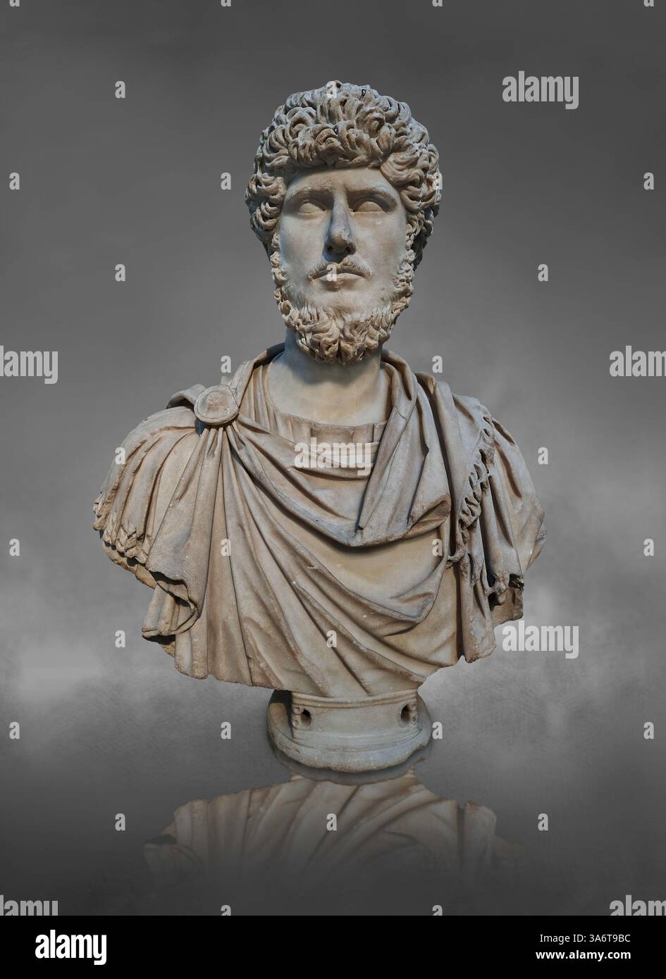 Roman marble bust of the emperor Lucius Venus in a fringed cloak, 161 ...