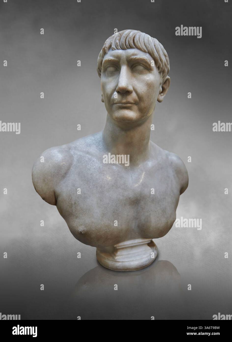 Roman marble bust portrait of emperor Trajan, Rome 98-117 AD. British ...