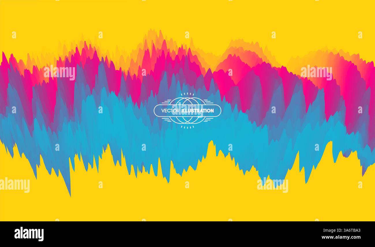 Abstract Waveform Background 3d Technology Style Vector Illustration With Sound Waves Stock