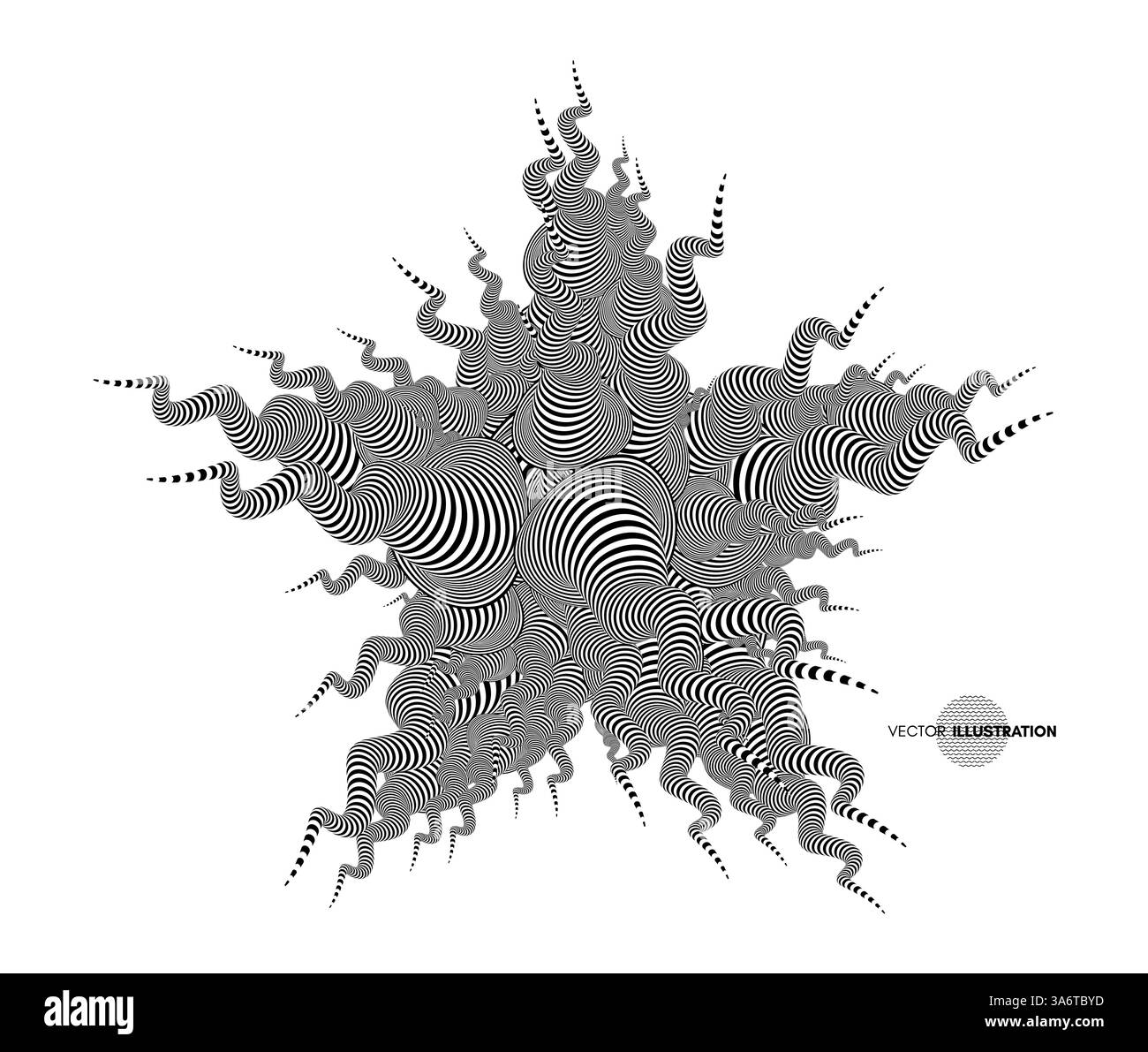 Star. Black and white design with optical illusion. 3d vector ...