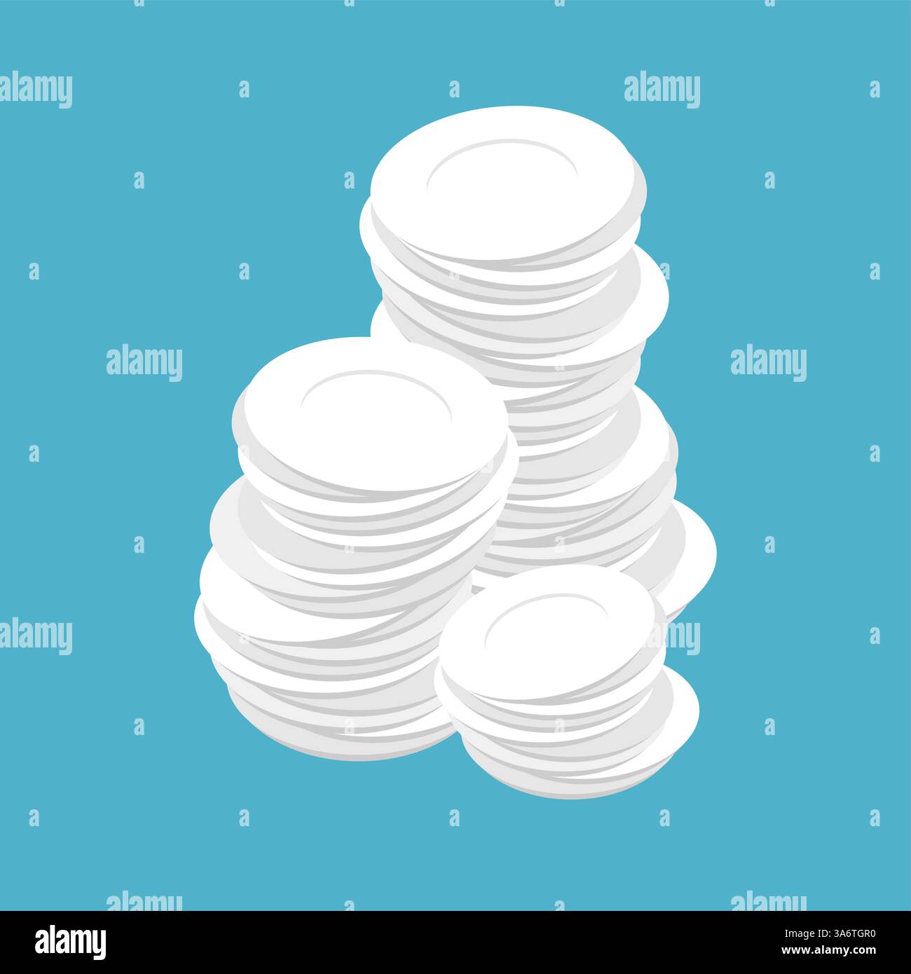 stack of white plates. Mountain of clean plates isolated Stock Vector ...