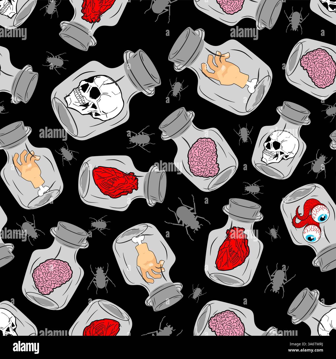 Alchemical pattern seamlesst. Witches' potions background. Pickled body ...