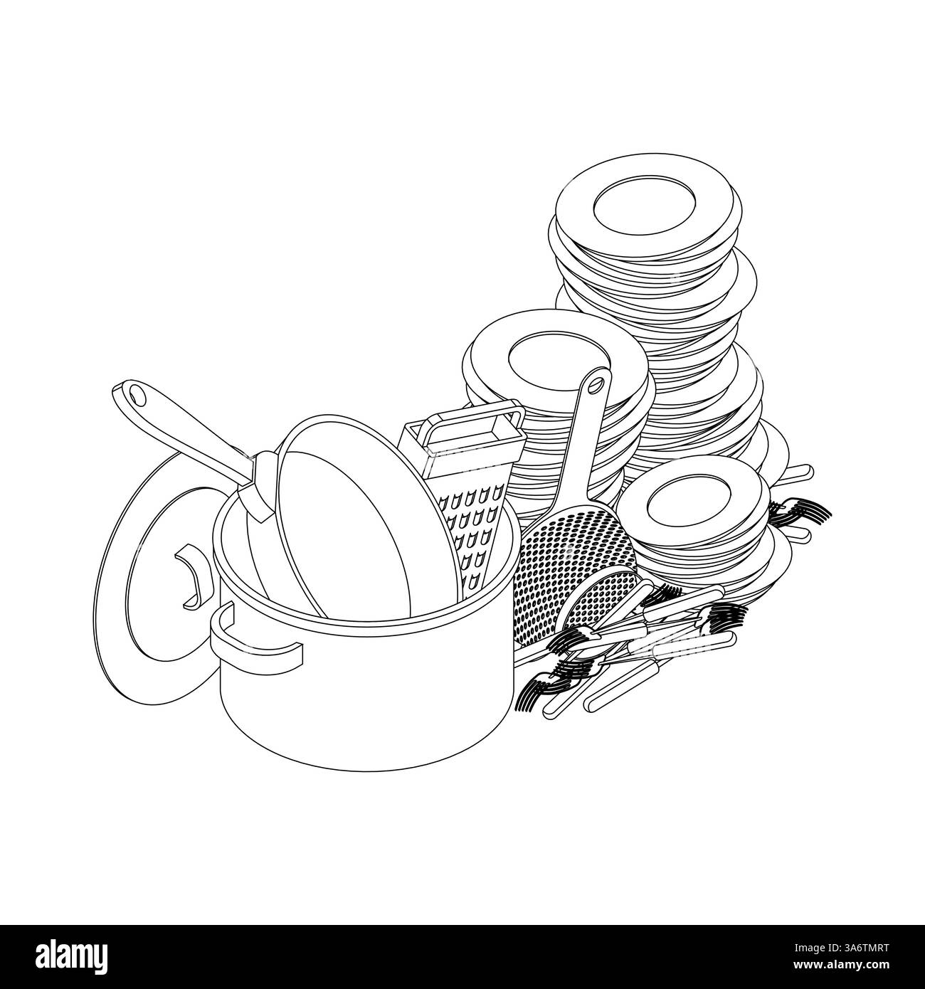 Dirty pots restaurant Stock Vector Images - Alamy