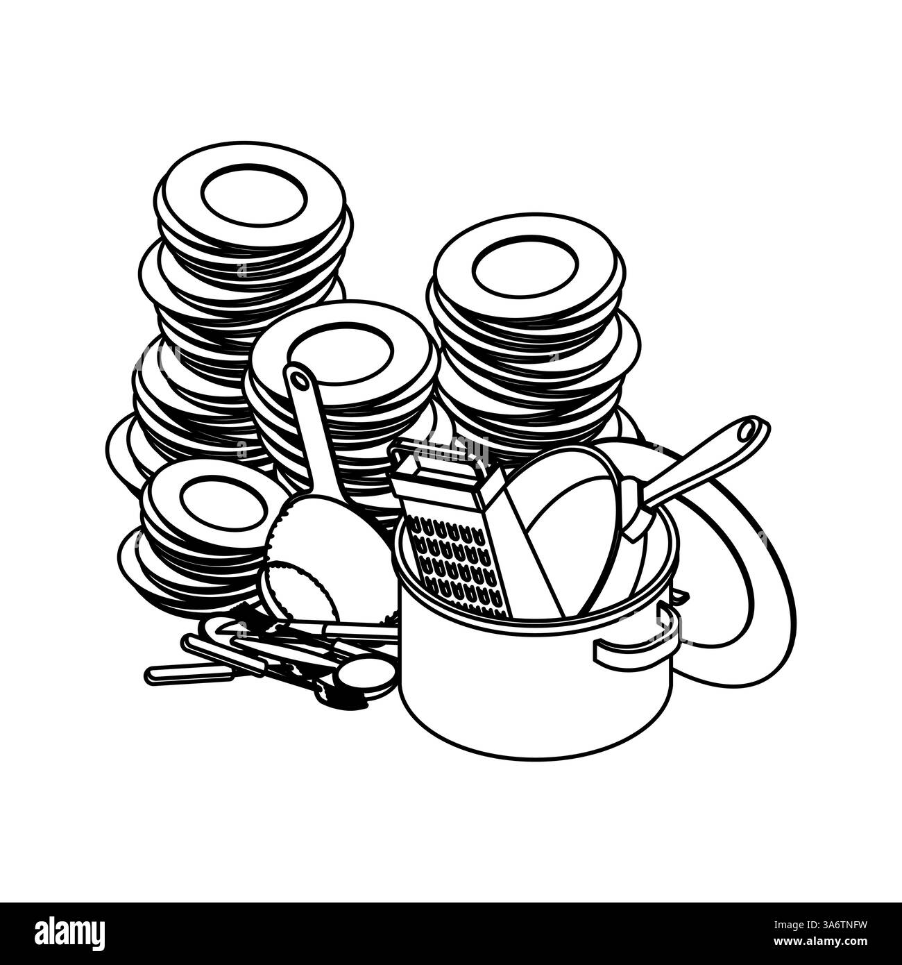 Dirty dishes icon sign. Mountain of dirty plates and pots symbol Stock ...