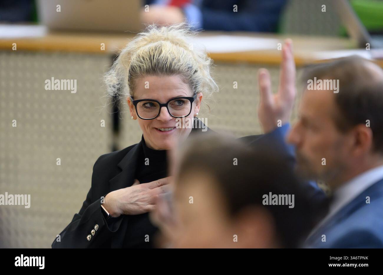 Dresden, Germany. 26th Mar, 2025. Susanne Schaper, state chairwoman and ...