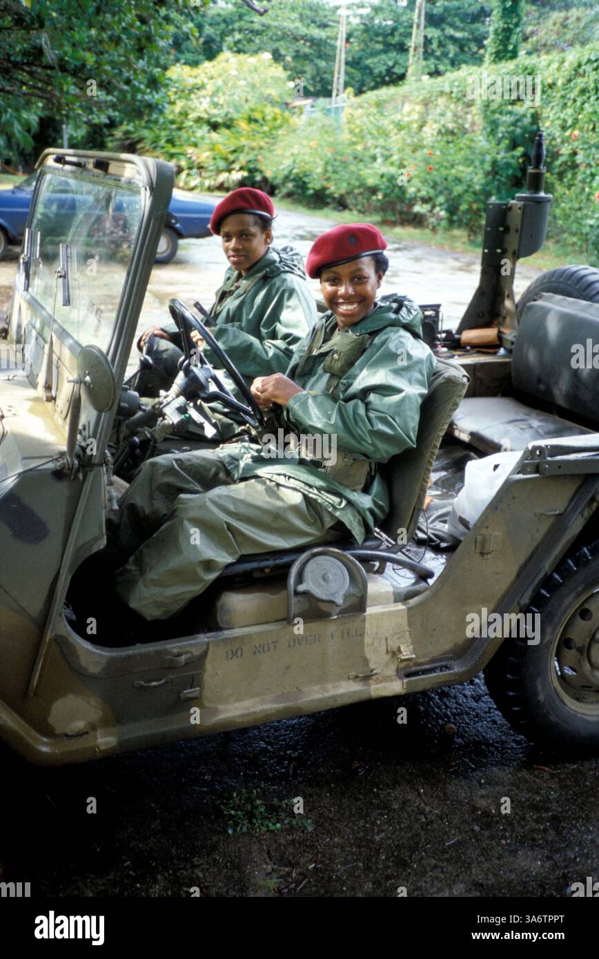 Nov 05, 1983; St. George's, GRENADA; Female soldiers pictured in Grenada during the 1983 U.S ...