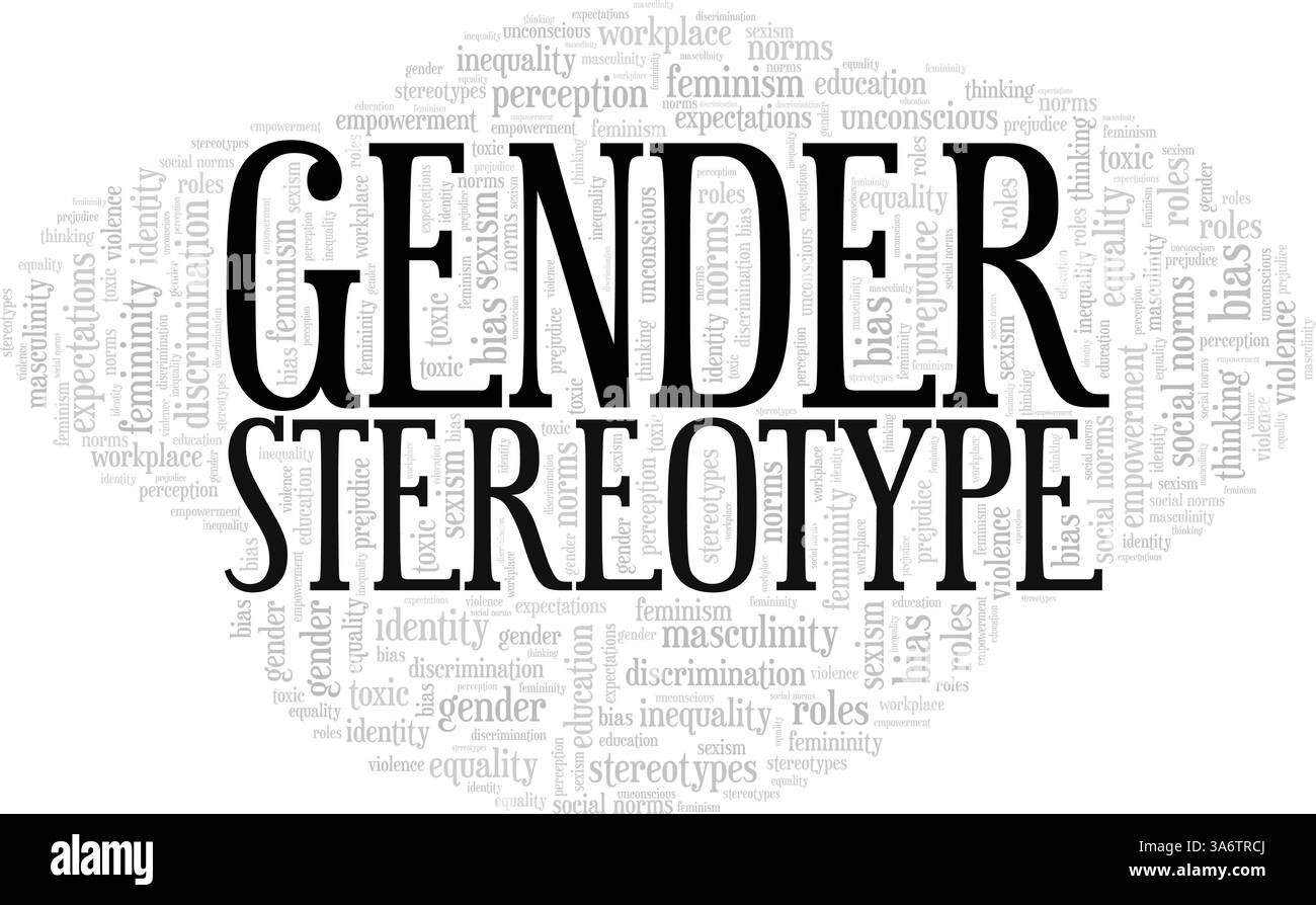 Gender Stereotype word cloud conceptual design isolated on white ...