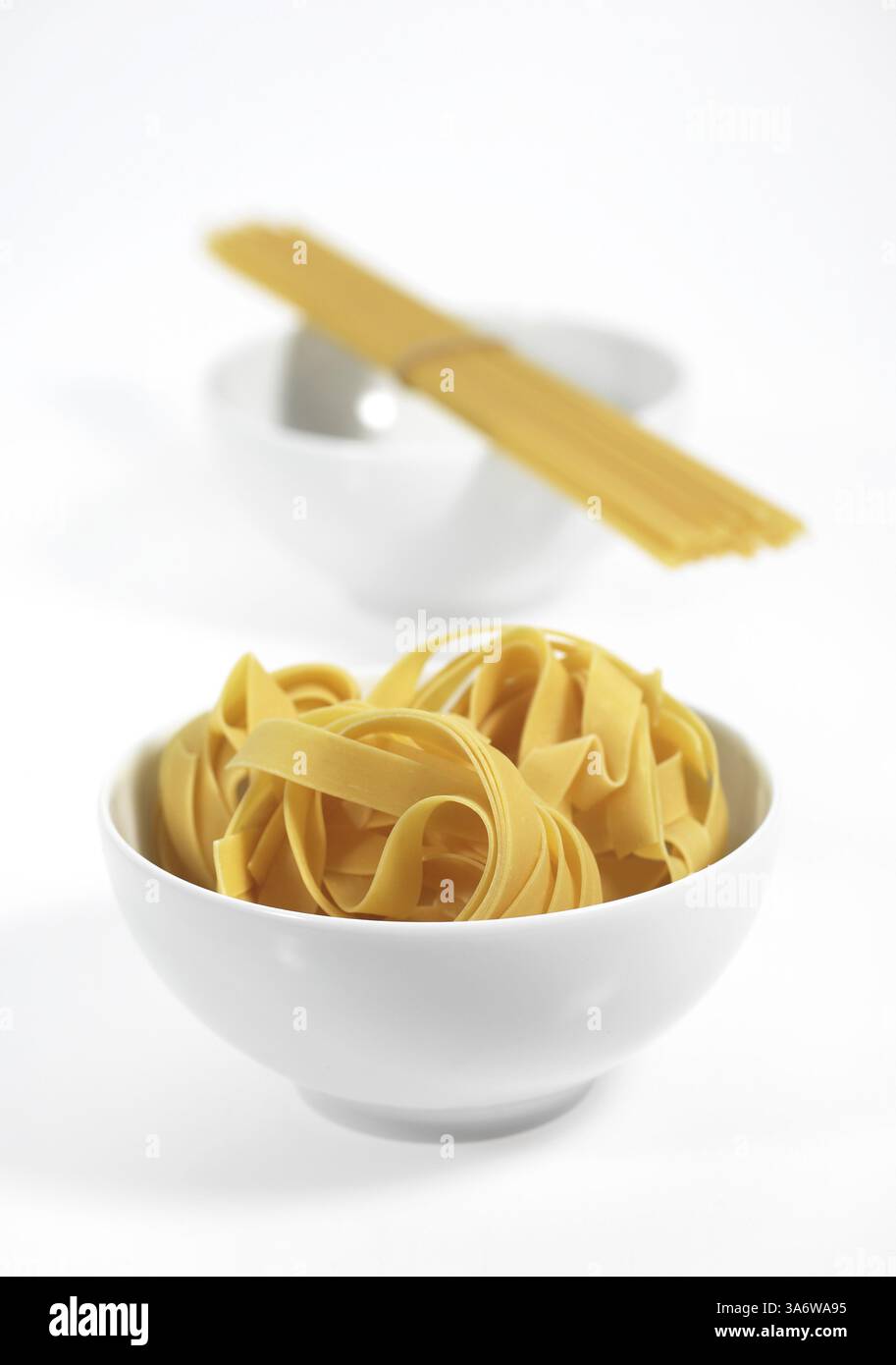 Jan. 13, 2015 - France - Spaghetti and Tagliatelle Pasta Against White ...
