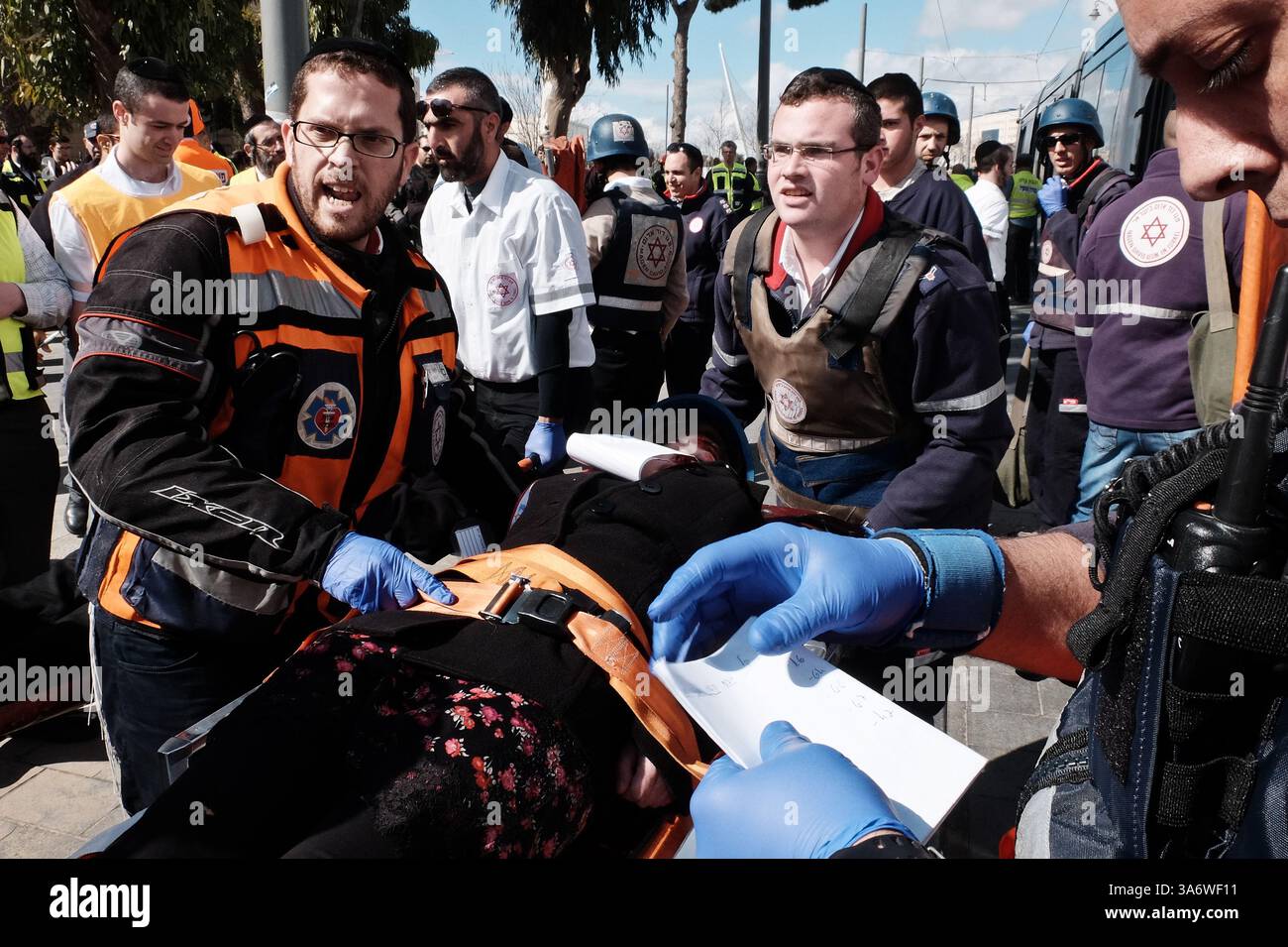 Feb. 17, 2015 - Jerusalem, Israel - Emergency medical teams respond to ...