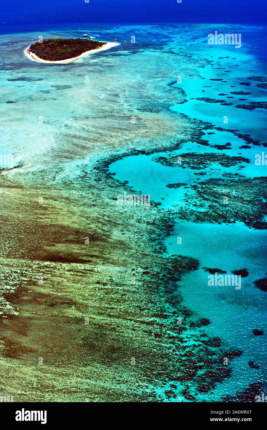 Nov. 11, 2014 - Australia - Aerial View of Great Barrier Reef, Green ...