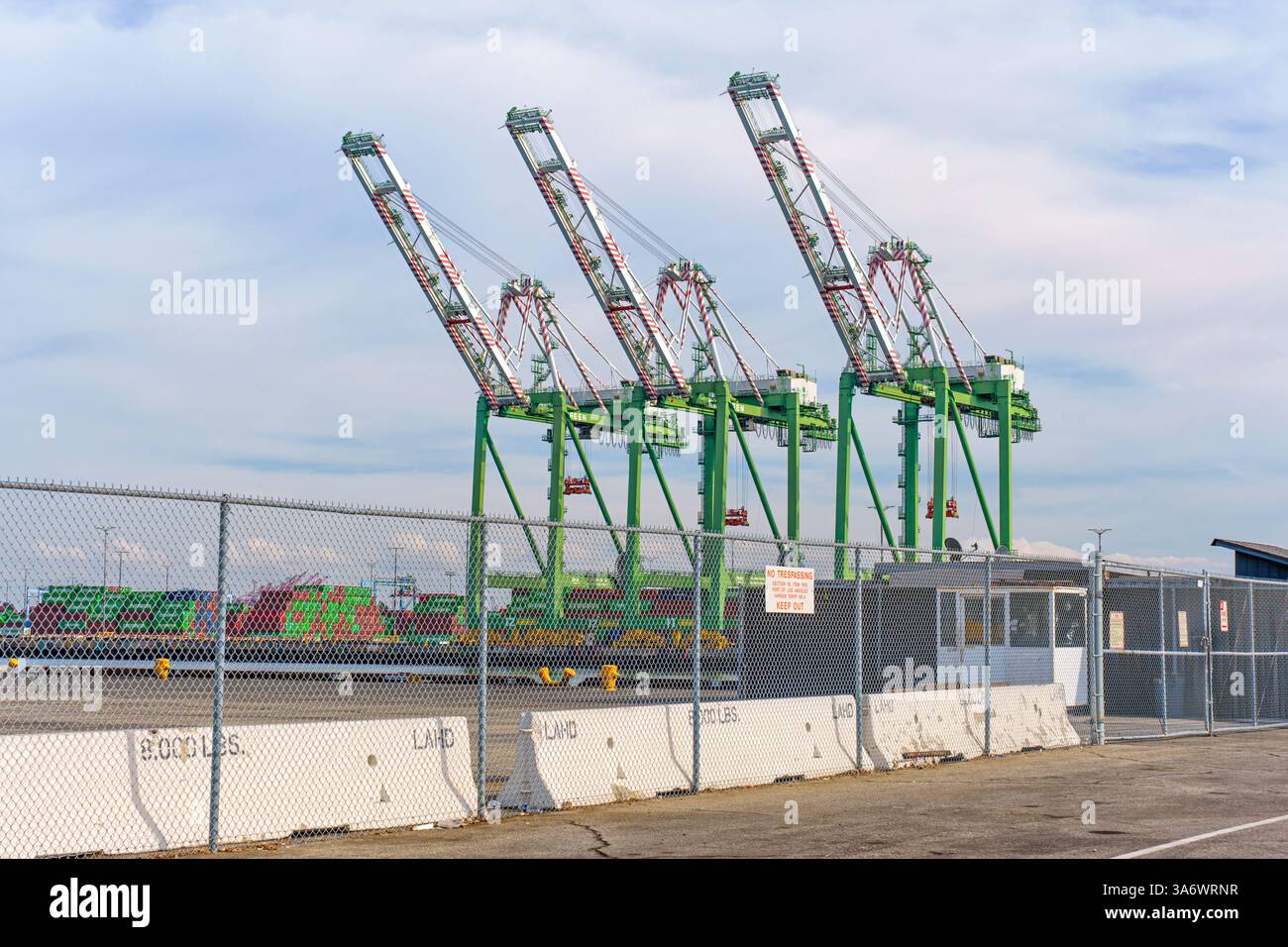 Los Angeles, California - December 25, 2024: Three large green cargo ...