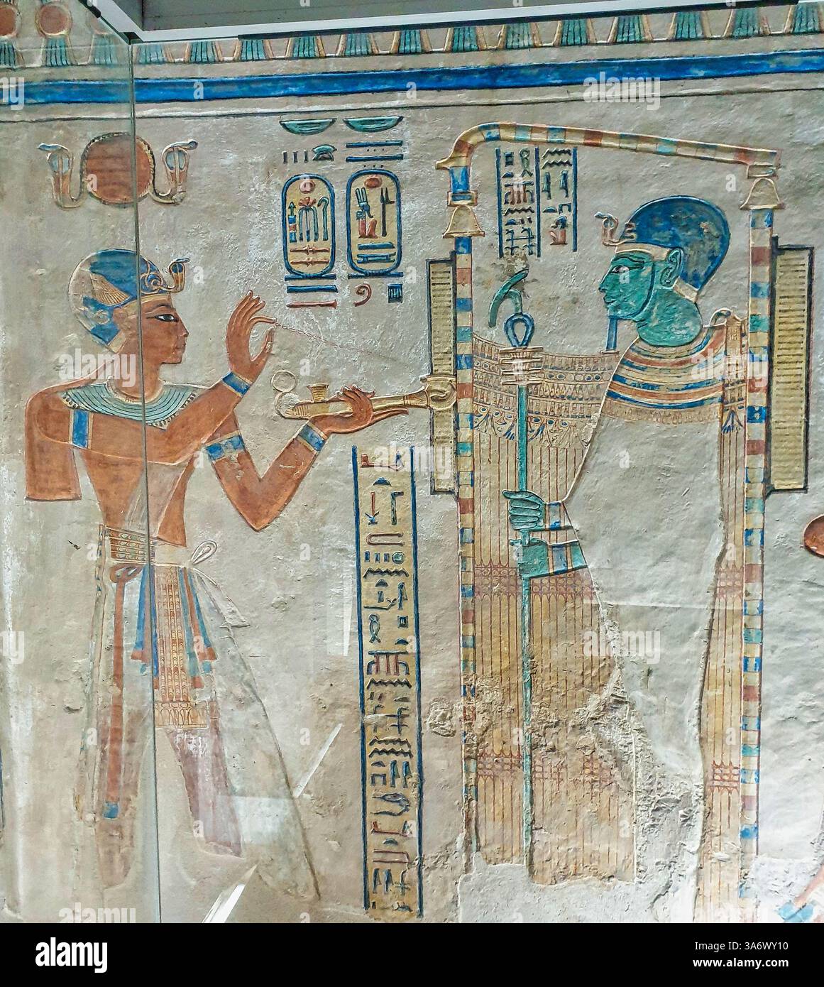 Exquisite wall relief of Pharoah Ramesses III before the God Ptah,Tomb ...