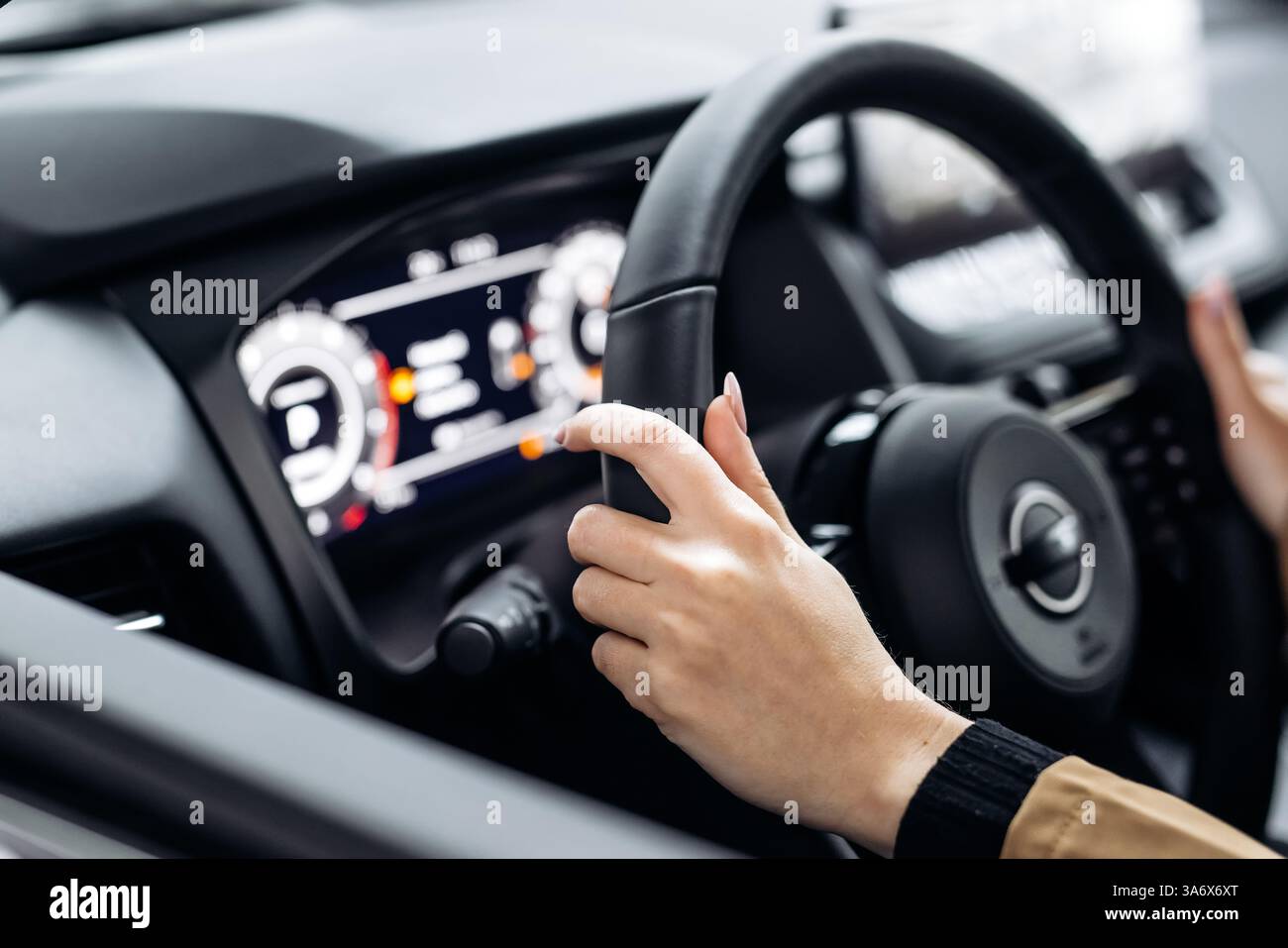 The completion of a car purchase or rental deal, with the handover of ...