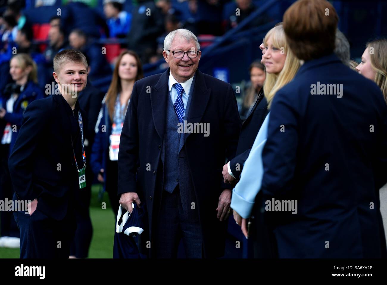 Sir Alex Ferguson with members of Denis Law's family ahead of the UEFA ...