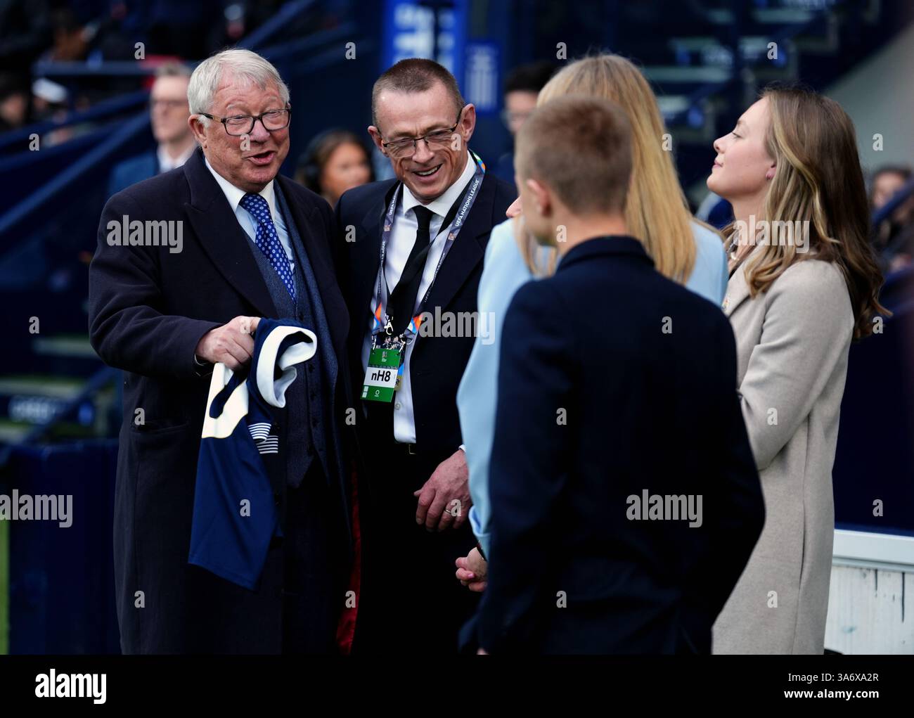 Sir Alex Ferguson with members of Denis Law's family ahead of the UEFA ...