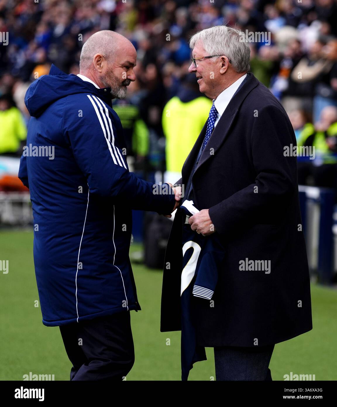 Sir Alex Ferguson with Scotland manager Steve Clarke ahead of the UEFA ...