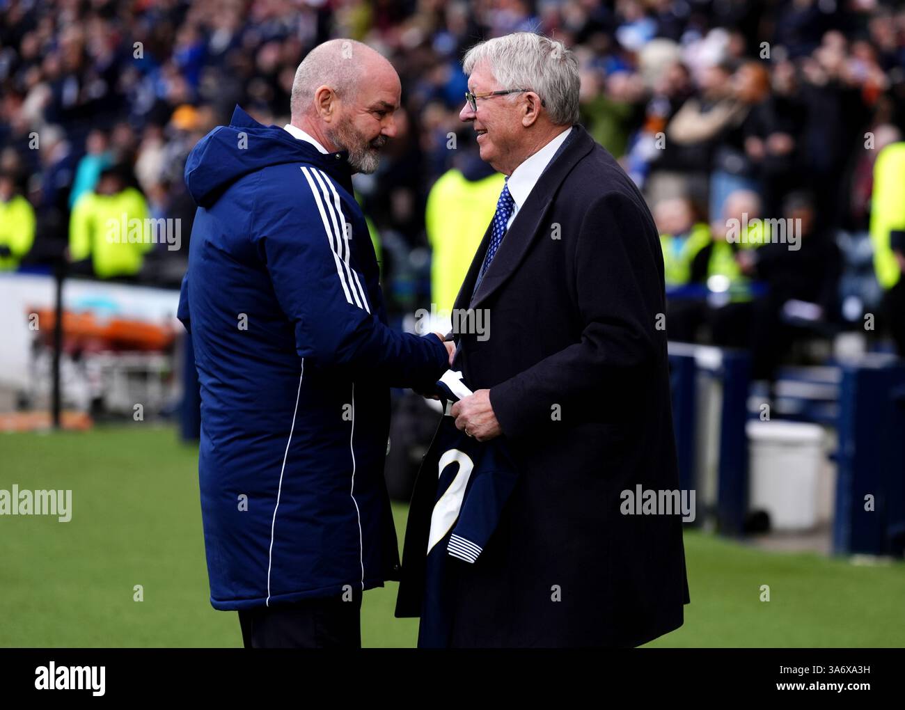Sir Alex Ferguson with Scotland manager Steve Clarke ahead of the UEFA ...
