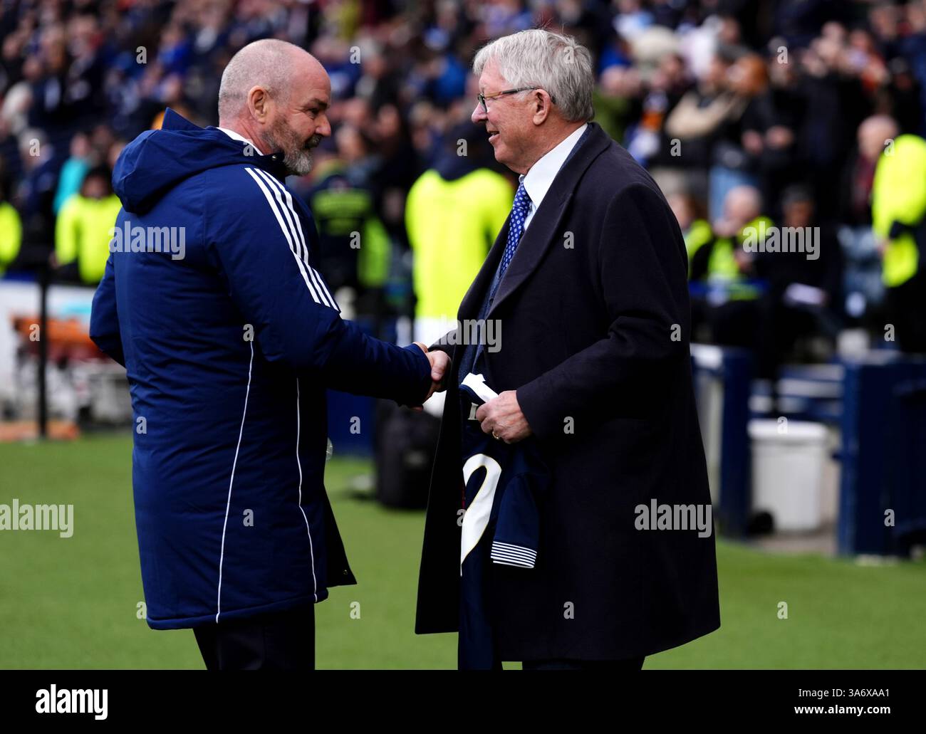 Sir Alex Ferguson with Scotland manager Steve Clarke ahead of the UEFA ...