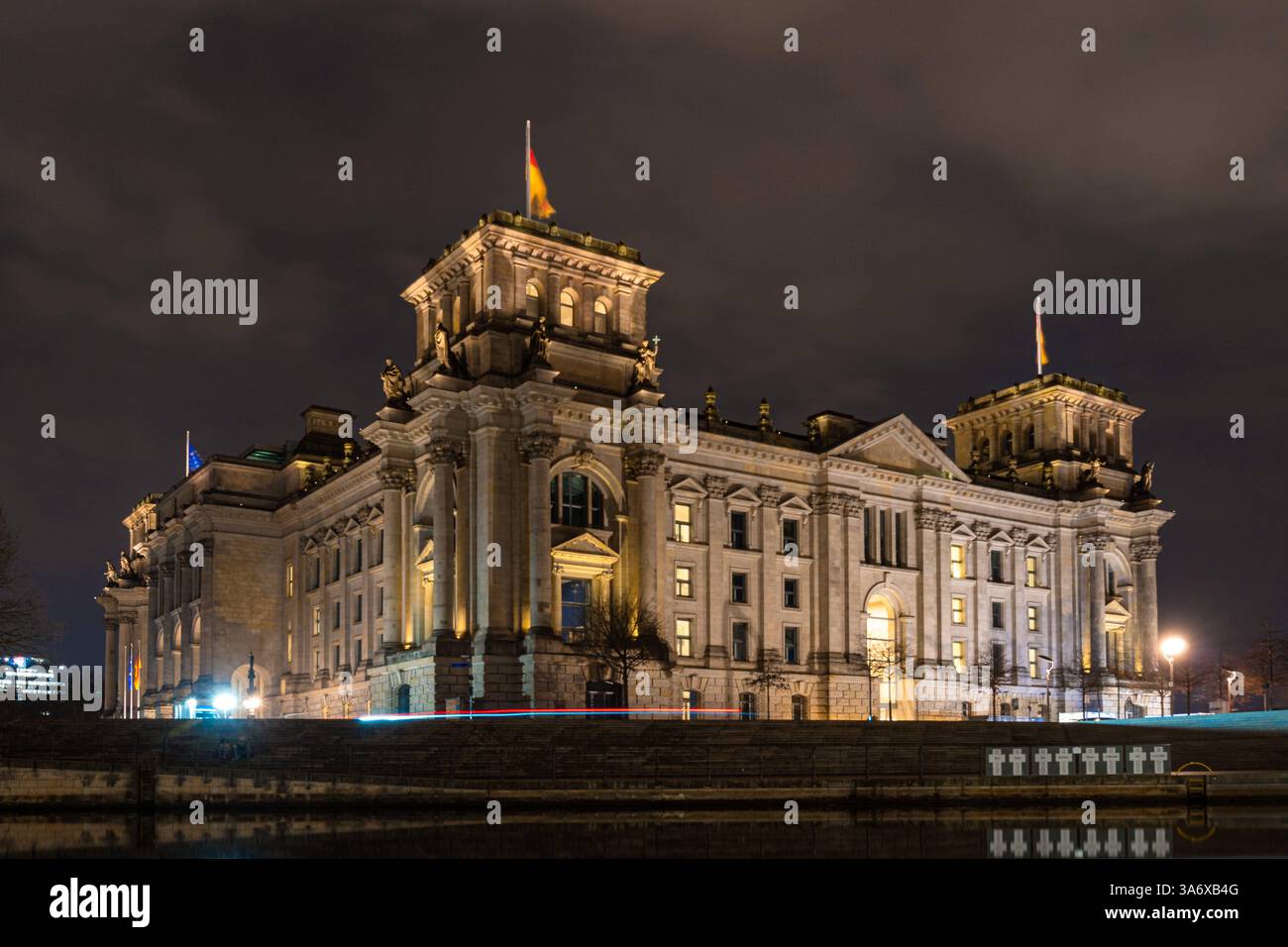 Berlin, Germany - March 24, 2025: The Berlin Reichstag at night. The ...