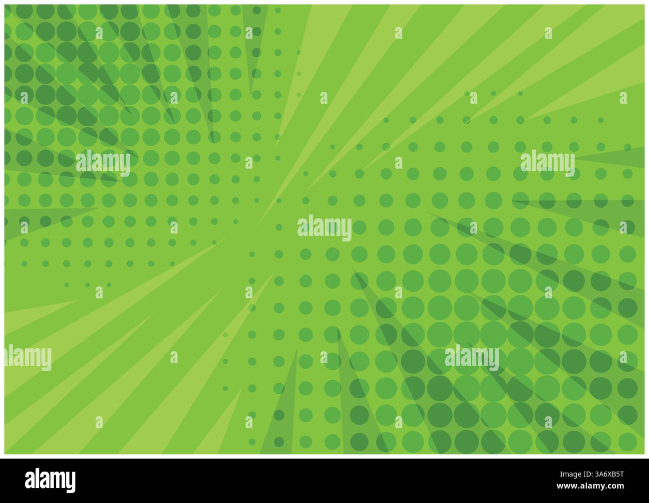 Abstract bright green striped retro comic background with halftone ...