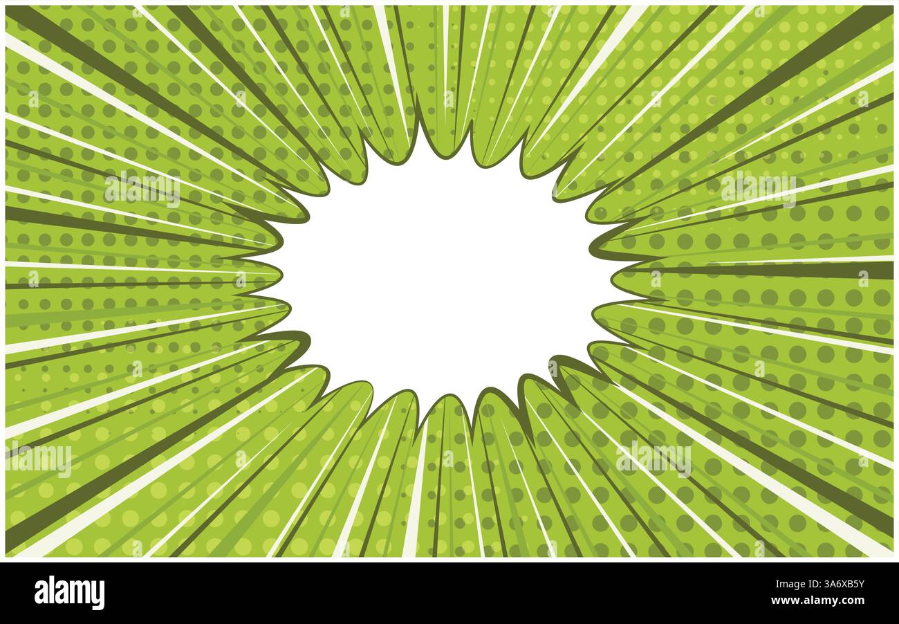 Light green exploding retro comic background with halftone shadow and ...