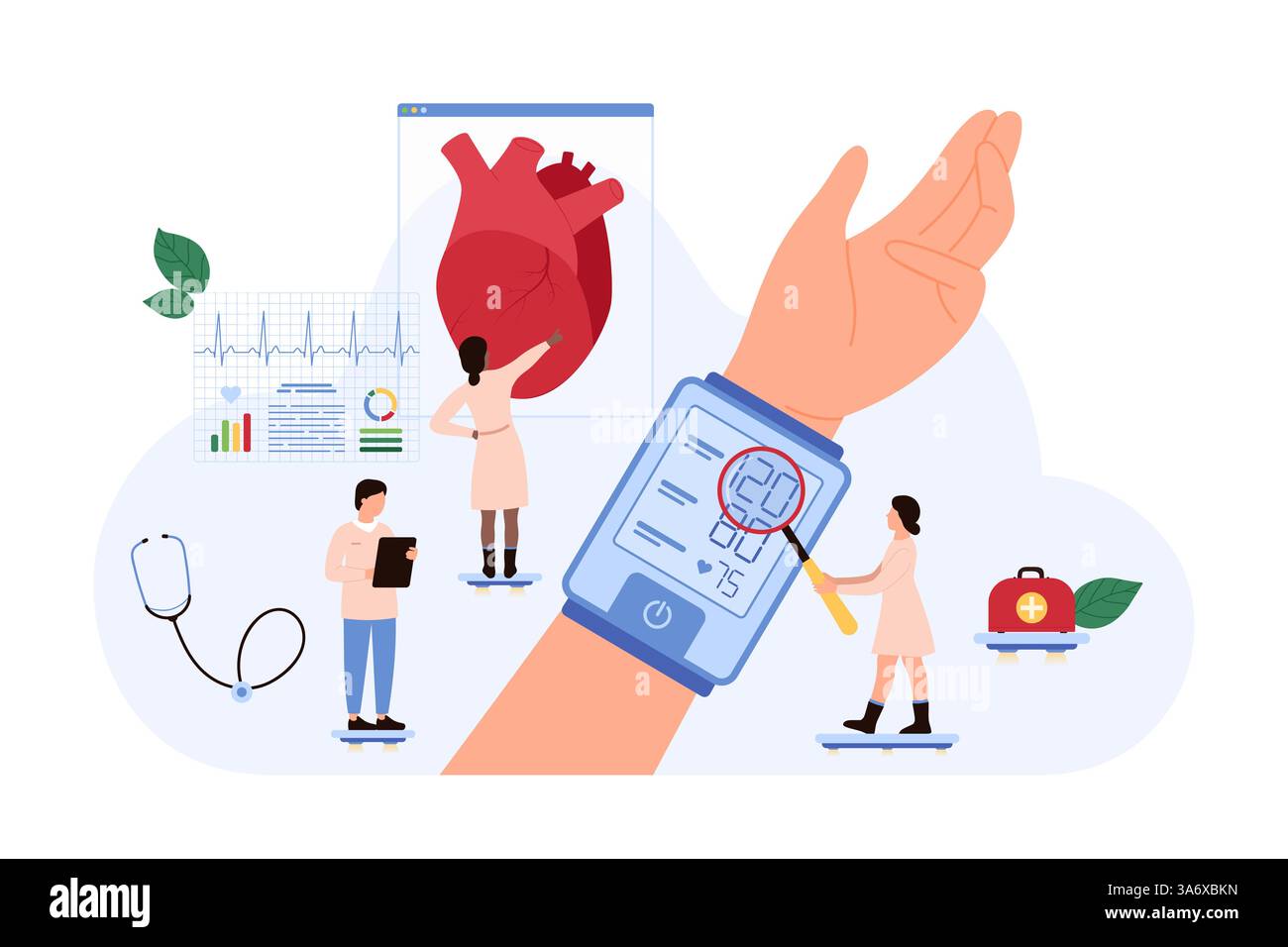 Cardiovascular health checkup of patient in hospital, cardiology. Tiny ...