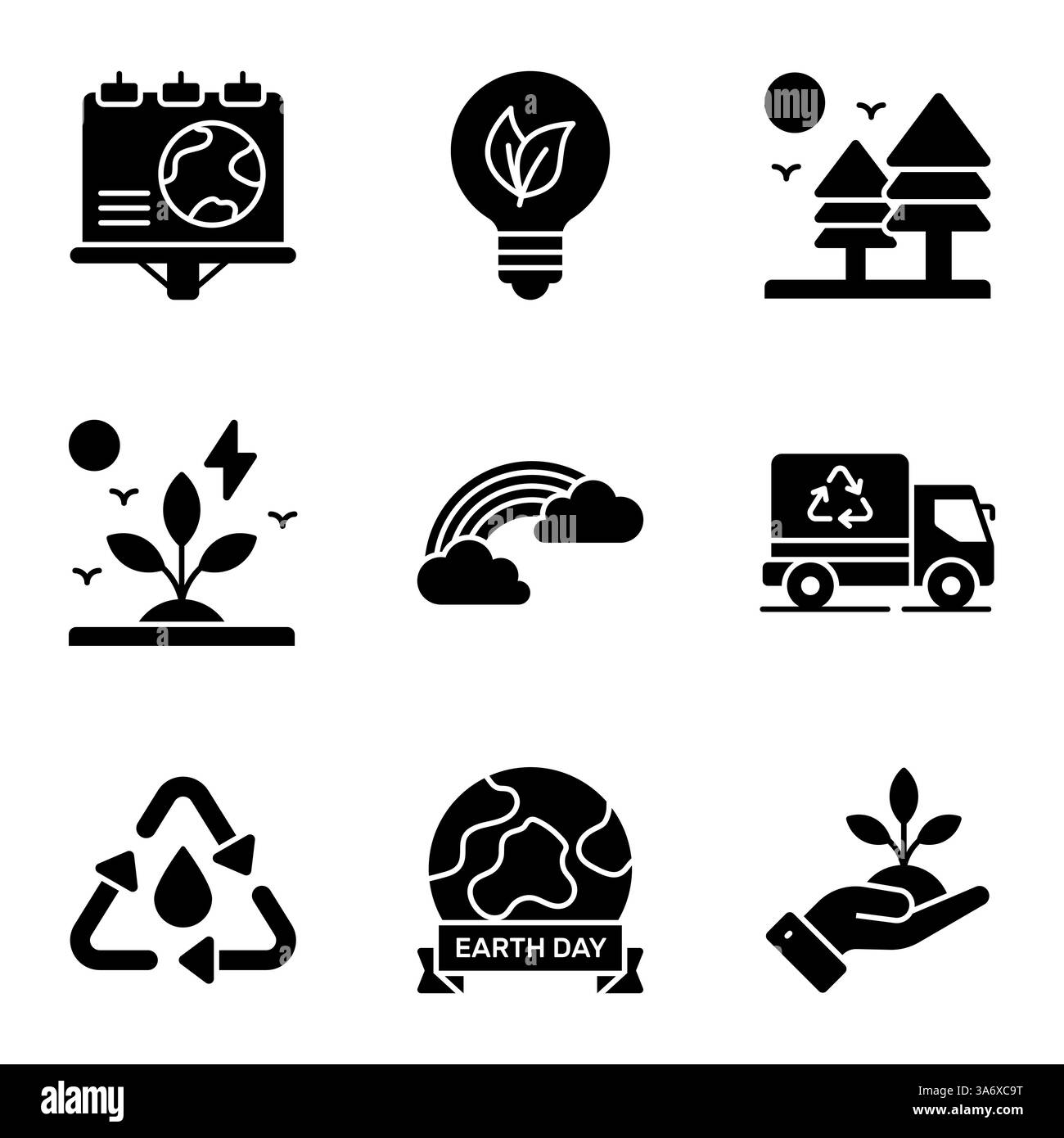 World mother earth day related icons set such as, billboard, energy ...