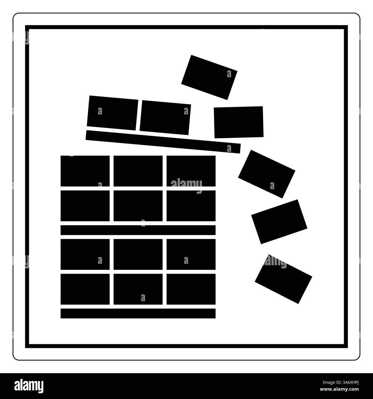 Hazard Sign Featuring Unstable Load Warning with Falling Blocks and ...