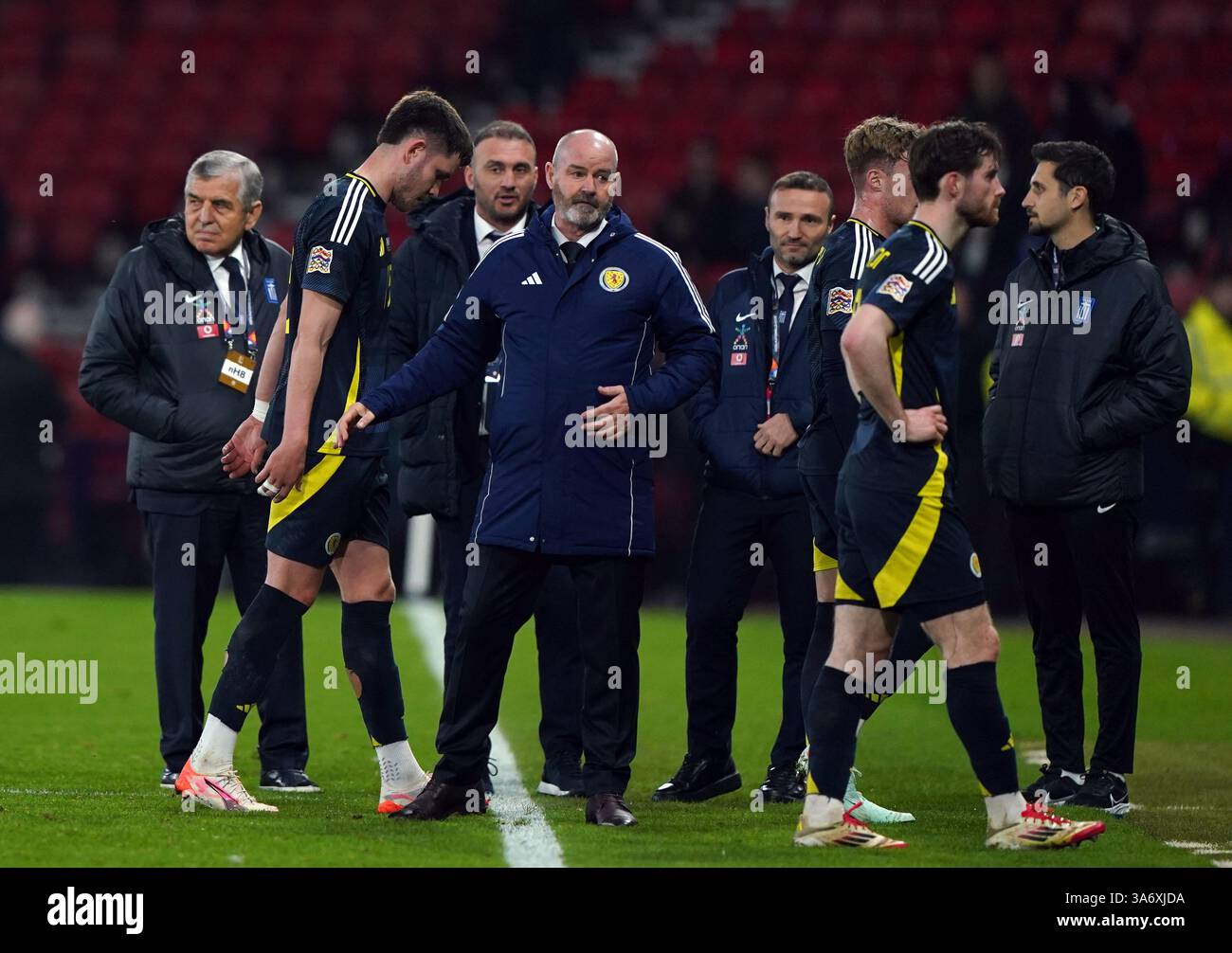 Scotland manager Steve Clarke with George Hirst following the UEFA ...