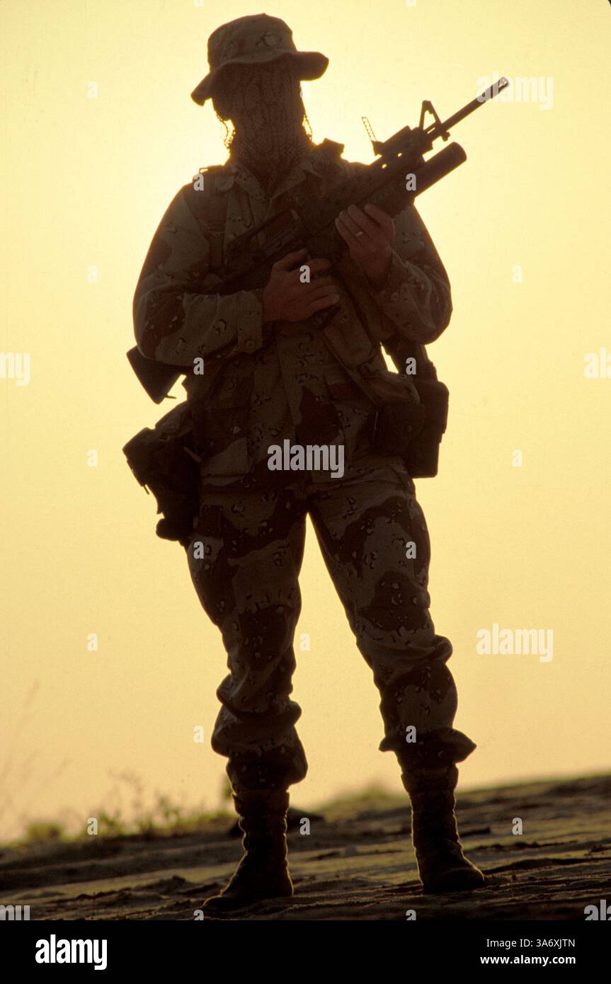 Jun 05, 1991; Desert Lands, KUWAIT; US Military, Army, Secret Warriors ...