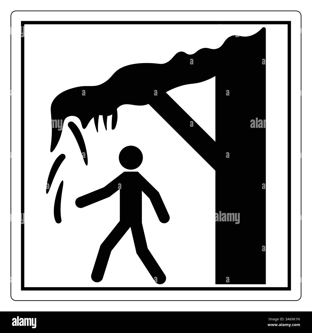 Caution Sign of Falling Ice with Stick Figure Walking Under Tree ...