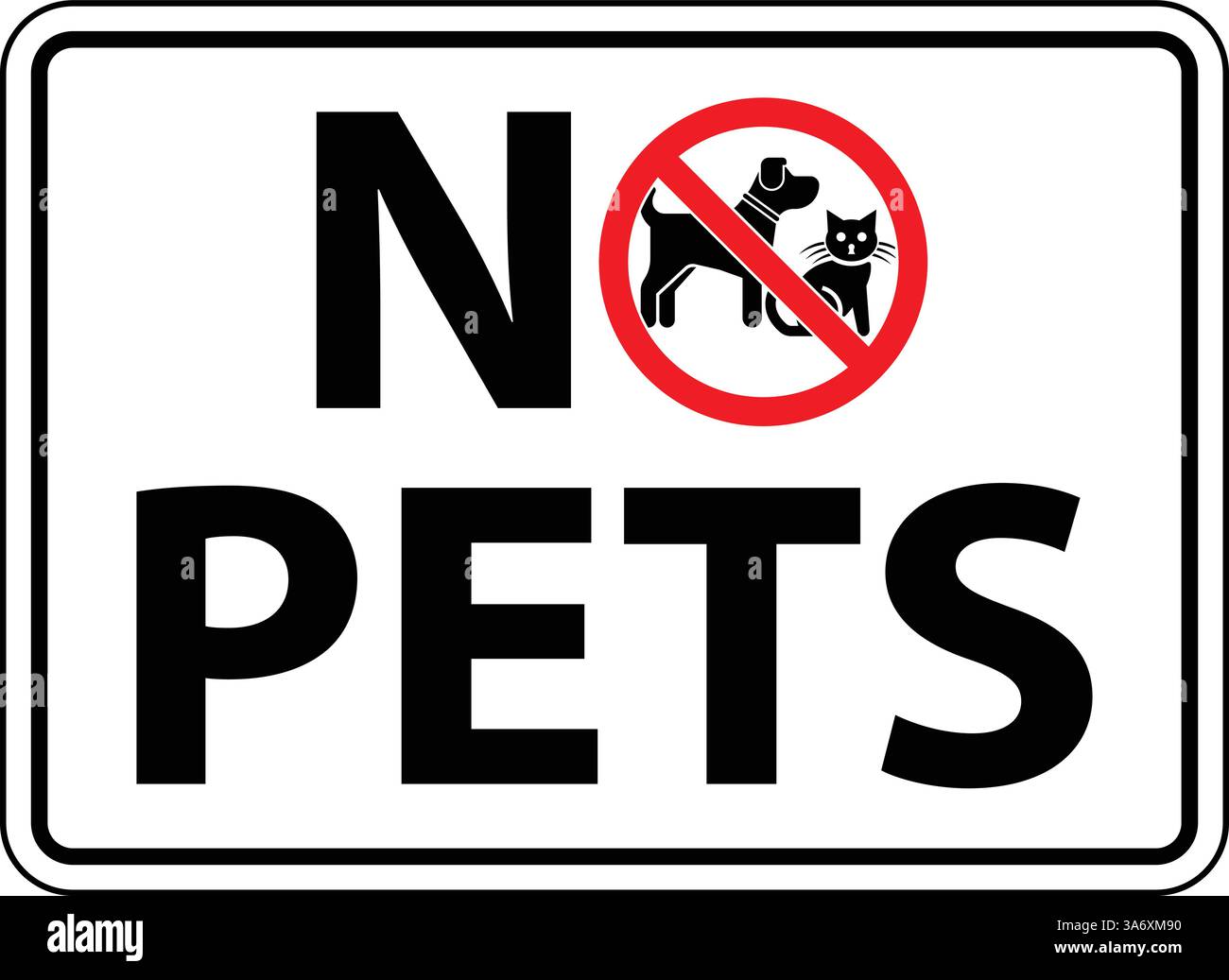 No Pets Allowed Sign with Illustrations of Dog and Cat on White ...
