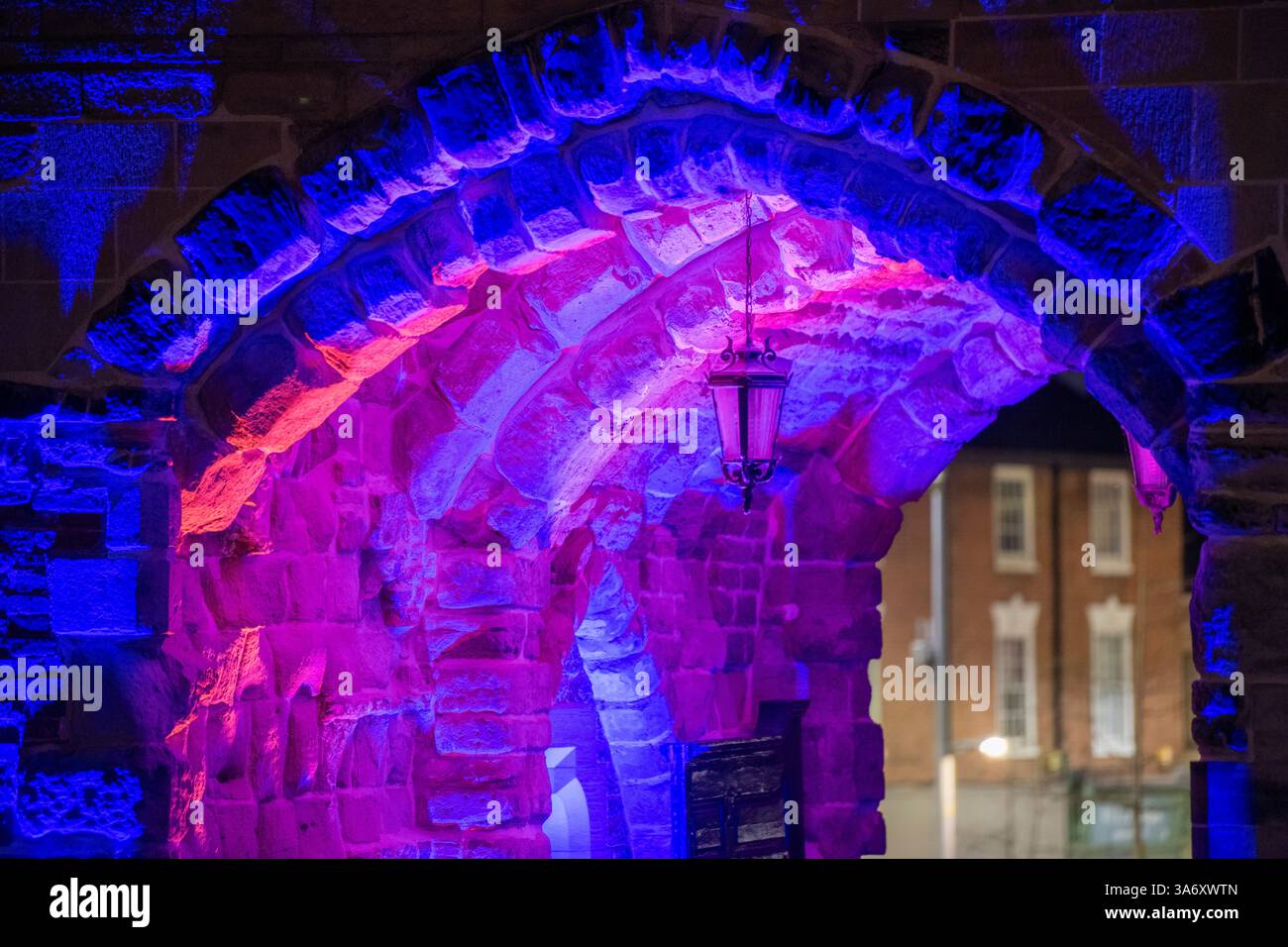 Gate house at Nottingham Castle lit up as part of Light Night 2025 ...
