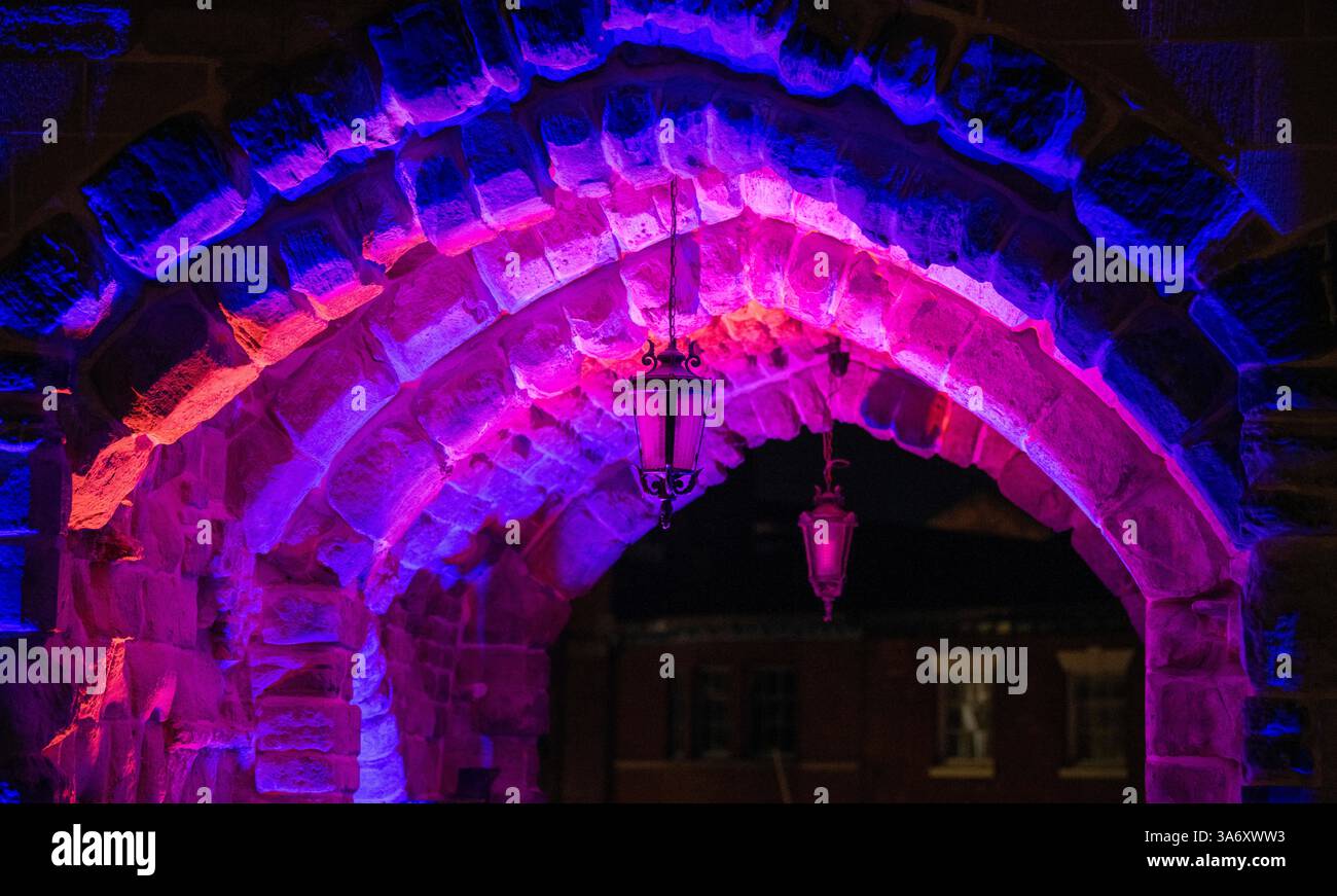 Gate house at Nottingham Castle lit up as part of Light Night 2025 ...