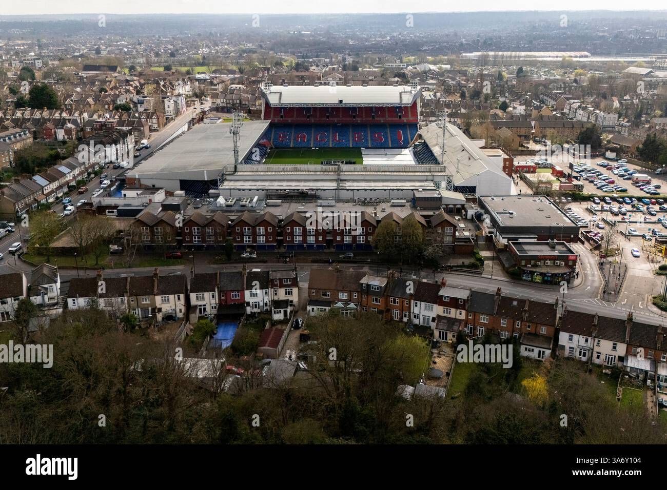 An aerial view of Selhurst Park Stadium, home of Crystal Palace FC ...