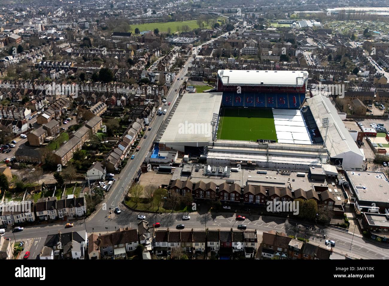 An aerial view of Selhurst Park Stadium, home of Crystal Palace FC ...