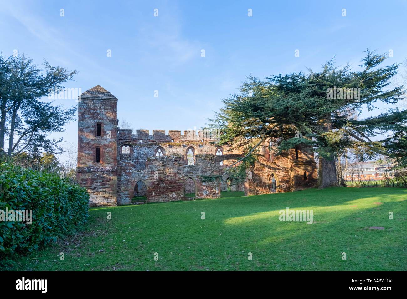 Side view of the castle ruins at Acton Burnell in Shropshire, UK ...