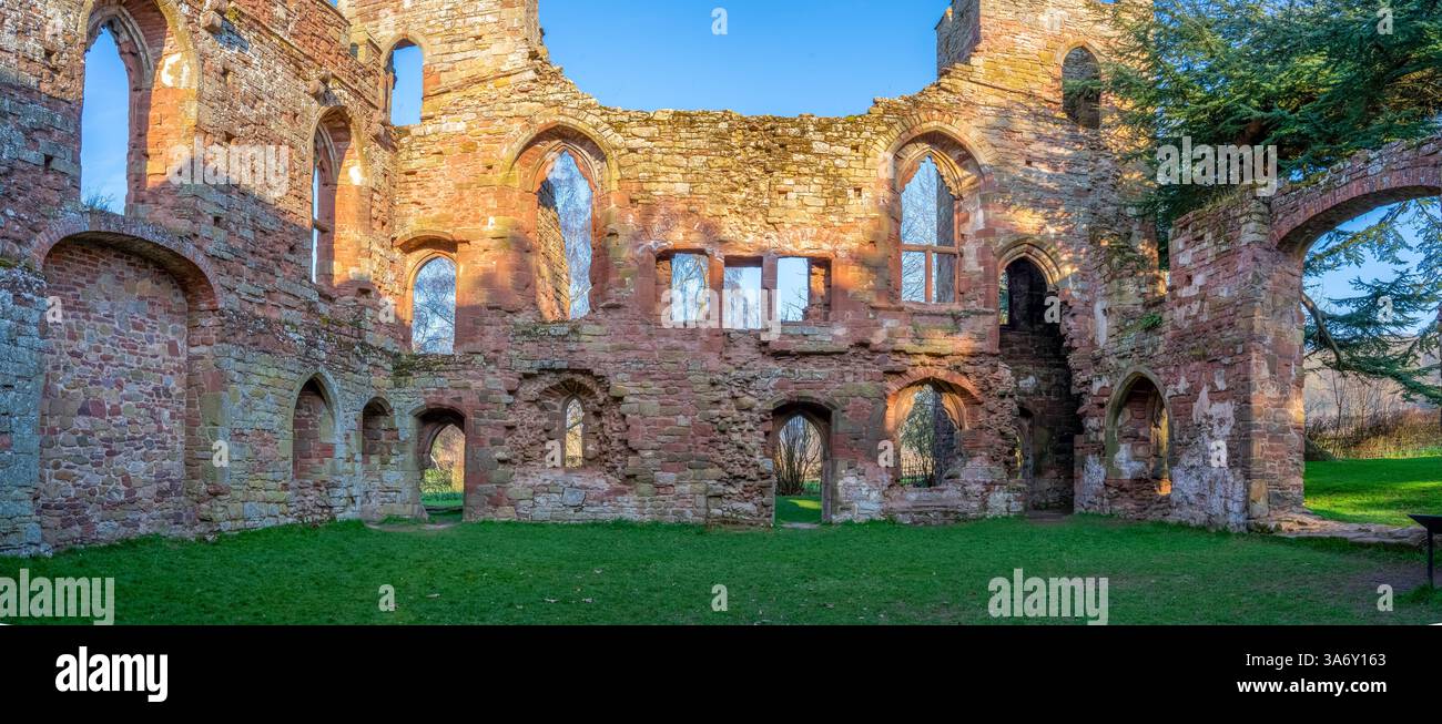 Panoramic photo of the castle ruins at Acton Burnell in Shropshire, UK ...