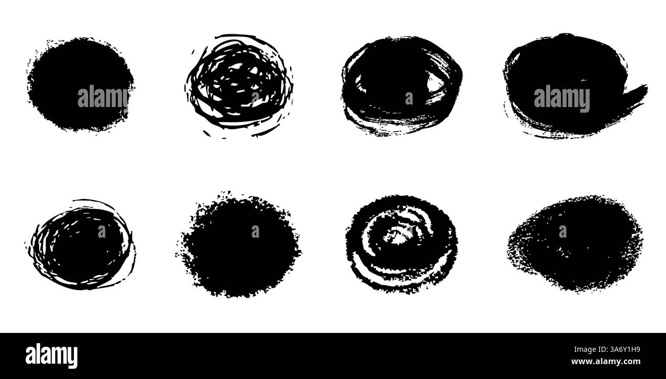 Scribble textured brush stroke ink or paint round splatter. Abstract ...