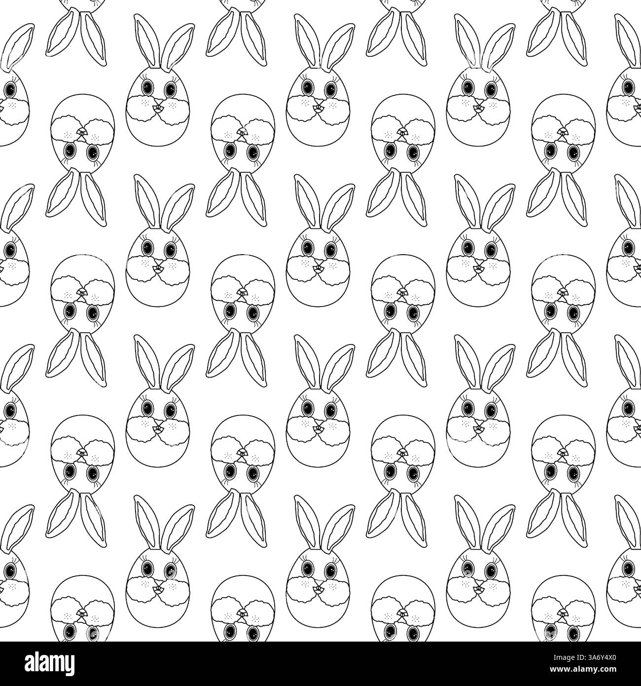 Repeating black and white Easter seamless pattern with cute ...
