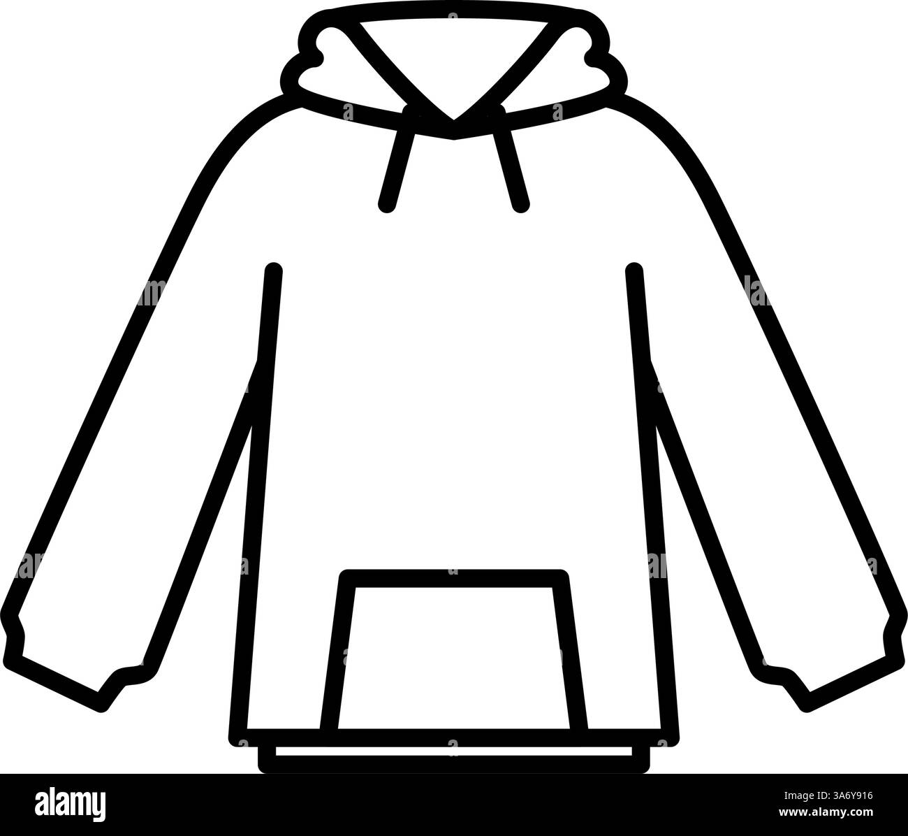 Hooded hoodie, Clothes simple line drawing icon in black and white ...