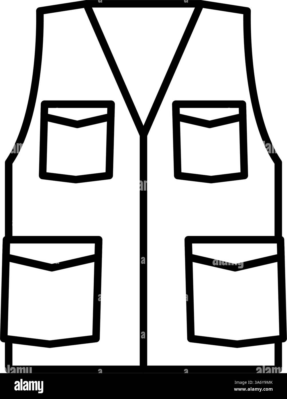 fishing vest, Clothes simple line drawing icon in black and white, Vector Illustration Stock ...