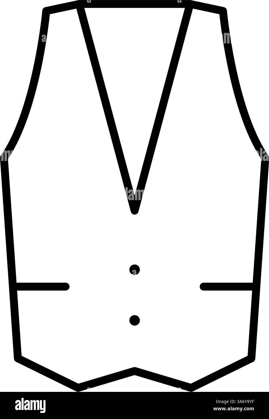 Slim vest, Clothes simple line drawing icon in black and white, Vector ...