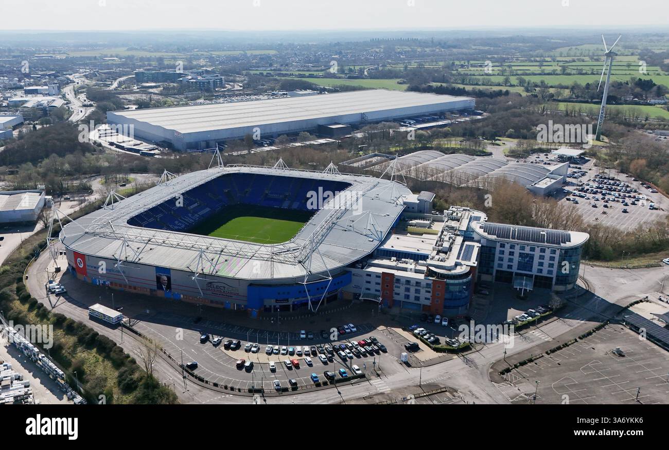 A view taken from a drone camera of the Select Car Leasing Stadium ...