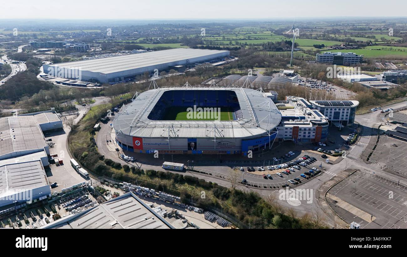 A view taken from a drone camera of the Select Car Leasing Stadium ...