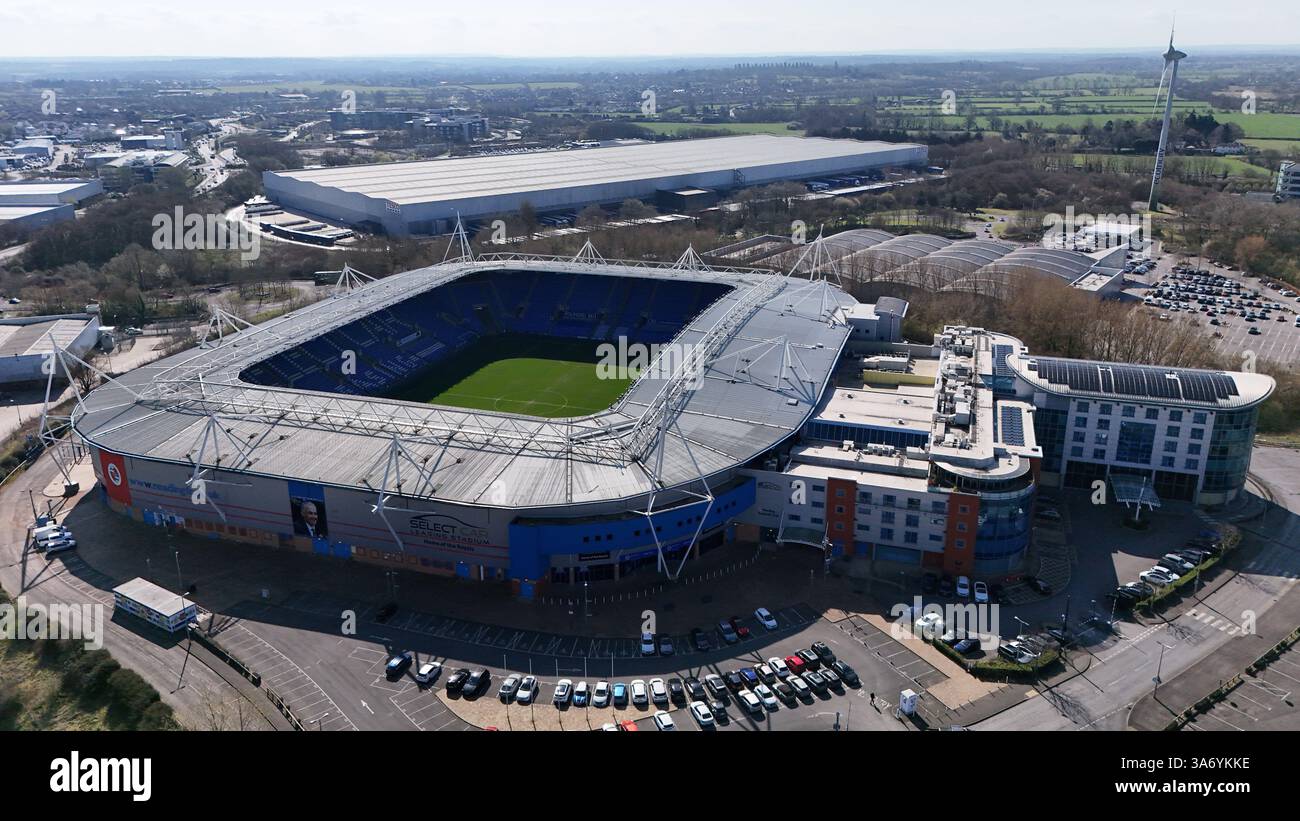 A view taken from a drone camera of the Select Car Leasing Stadium ...