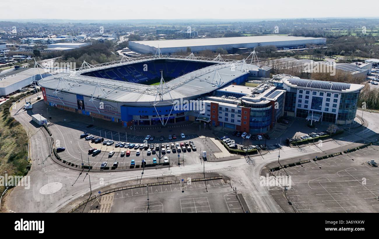 A view taken from a drone camera of the Select Car Leasing Stadium ...