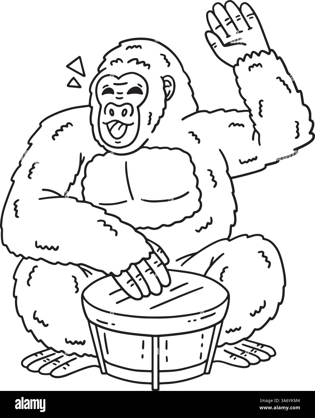 Gorilla Playing a Drum Isolated Coloring Page Stock Vector Image & Art ...